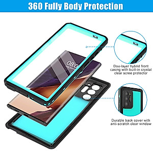 for Samsung Galaxy S21 Ultra Phone Case Waterproof with Screen Protector, Full Body Protection Heavy Duty Shockproof Drop Proof Anti-Scratched Rugged Cases Cover for Galaxy S21 Ultra 6.8" （All Teal）