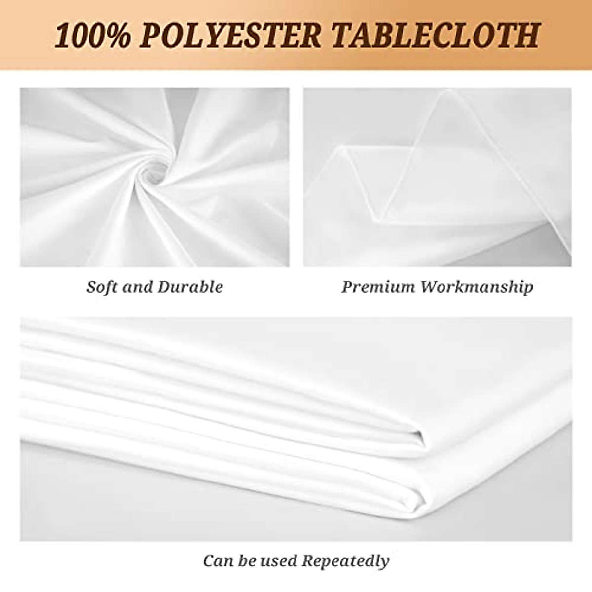 Pesonlook 6Pack White Polyester Tablecloths 60 x 102 Inch for 6ft Rectangle Tables Polyester Table Cover Washable Table Cloth for Wedding Reception Banquet Party