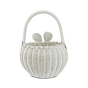 G6 COLLECTION Hand Woven Bunny Rattan Wedding Flower Girl Basket Decorative Bin Home Decor Organizer Cute Handmade Handcrafted Nursery Gift Animal Storage Decoration Easter Wicker Rabbit (Large)