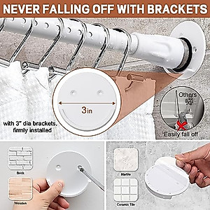 Shower Curtain Rod, 43-100 inch Adjustable Spring Tension Curtain Rod with Holder, Non-Slip Rustproof Waterproof Never Fall Shower Rod for Bathroom Window, No Drill, White