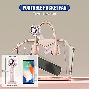 Odoland Portable Handheld Fan, Mini Personal USB Rechargeable Hand Fan with 3 Speed Small Pocket Fan Personal Desk Table Fan for Outdoor Travel Office Women Men, Pink