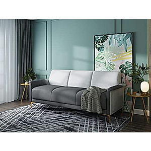 Meeyar Comfortable 3 Seater Sofa Couch, Modern Grey Upholstered Fabric Sofa for Living Room, Comfy Sofas Couches for Office Bedroom Apartment, Metal Sofa Legs, Foldable Tray Arm, 79 Inches