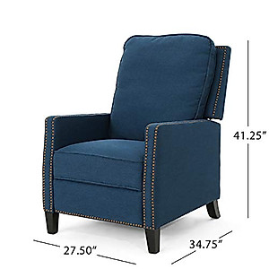 Christopher Knight Home Armstrong Recliner, Navy Blue + Dark Brown