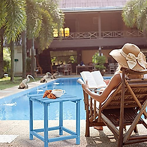 Outdoor Indoor Adirondack Side Table, Cedar Wood Patio End Table, Rectangular Coffee Table for Garden, Lawn, Pool, Porch, Backyard…