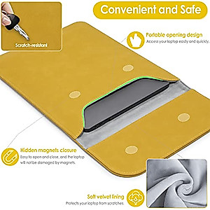 HYZUO 13.3-14 Inch Laptop Sleeve Case Compatible with MacBook Pro 14 M2/M1 Pro/Max A2779 A2442 2021-2023, MacBook Air 13 Inch 2010-2017, with Accessory Bag-Olive Yellow