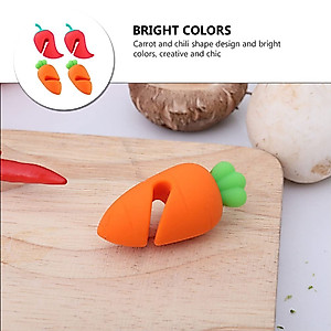 Cabilock 4Pcs Spill- proof Lid Lifter Silicone Lid Lifts Carrot Chili Kitchen Pot Lid Holders Lid Stand Heat Resistant Holder Keep The Lid Open