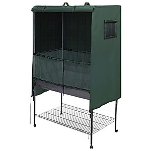 FRANK PRESSIE XL Durable Bird Cage Cover Waterproof Breathable Thick Blackout for Large Birdcage Good Night for Parrots Parakeets with Seed Catcher Included, Dark Green