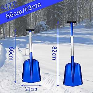 MQUMSA Portable Colorful Telescopic Aluminum Car Adjustable Extended Edition Snow Shovel (Blue + Silver)