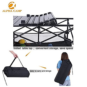 ALPHA CAMP Camping Table Outdoor Portable Table with Storage Adjustable Aluminum Table for Grill Travel Table Outdoor Picnic,Beach,BBQ,Backyards