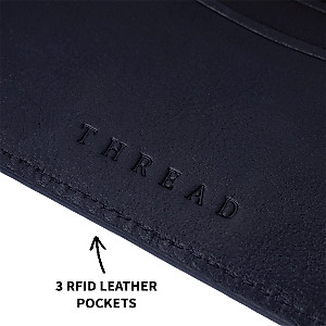 Thread Wallets Slim Bifold RFID Wallet for Women, RFID Wallet for Men, RFID Card Holder, Mens Wallets, RFID Blocking Wallet Minimalist Design to Keep Your Cards Secure (Black)
