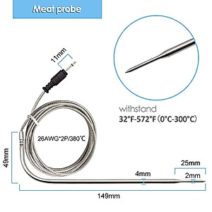 Inkbird Stainless Meet Probe Replacement for IRF-2SA Wireless Meat Smoker Thermometer (One Meat Probe)