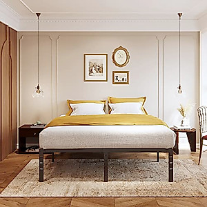 Vengarus 18 Inch Bed Frame Queen Size No Box Spring Needed, Heavy Duty Queen Platform Metal Bed Frame Support Up to 3000 lbs, Easy Assembly, Noise Free, Black