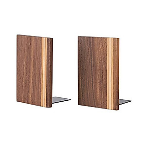 Muso Wood Artist Bookends, Decorative Bookshelf Book Ends Heavy Duty Bookends Desktop Organize Books Wooden Book Ends for Home Office Kitchen 6"x4" (Walnut)