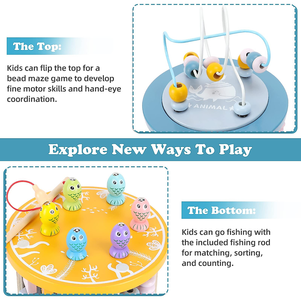 Abellzos Wooden Activity Cube Baby Toys, 11-in-1 Montessori Toy for 3 Year Old, Toddlers Learning Educational Developmental Center, First Birthday Gift for Boys Girls