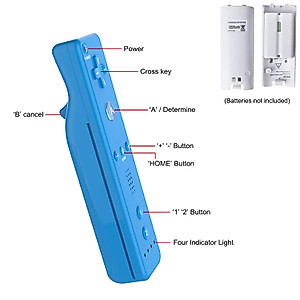 2 Pack Remote Controller Gesture Controller and Nunchuck Joystick Compatible for wii/wii u, Controller With Silicone Case and Wrist Strap - Blue&Red
