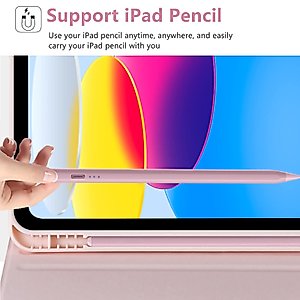 MMK Keyboard Case for iPad 10th Generation 10.9" 2022, for iPad Keyboard 10th Generation Case for (A2757/A2777/A2696/A3162), for iPad Case with Detachable Bluetooth Keyboard & Pencil Holder-Pink