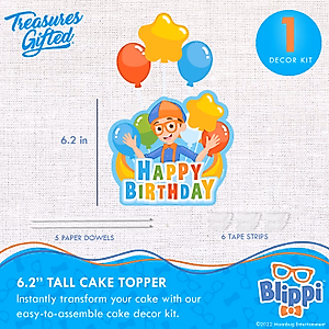 Treasures Gifted Officially Licensed Blippi Cake Topper - Blippi Cake Decorations - Blippi Birthday Party Supplies - Blippi Cake Toppers - Blippi Birthday Cake Topper - Blippi Party Supplies