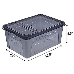 kathson Reptile Feeding Box Small Snake Breeding Container Transparent Portable Hatching Incubation Box Mini Pet House for Lizard Tarantula Spider Frog Scorpion (Black)