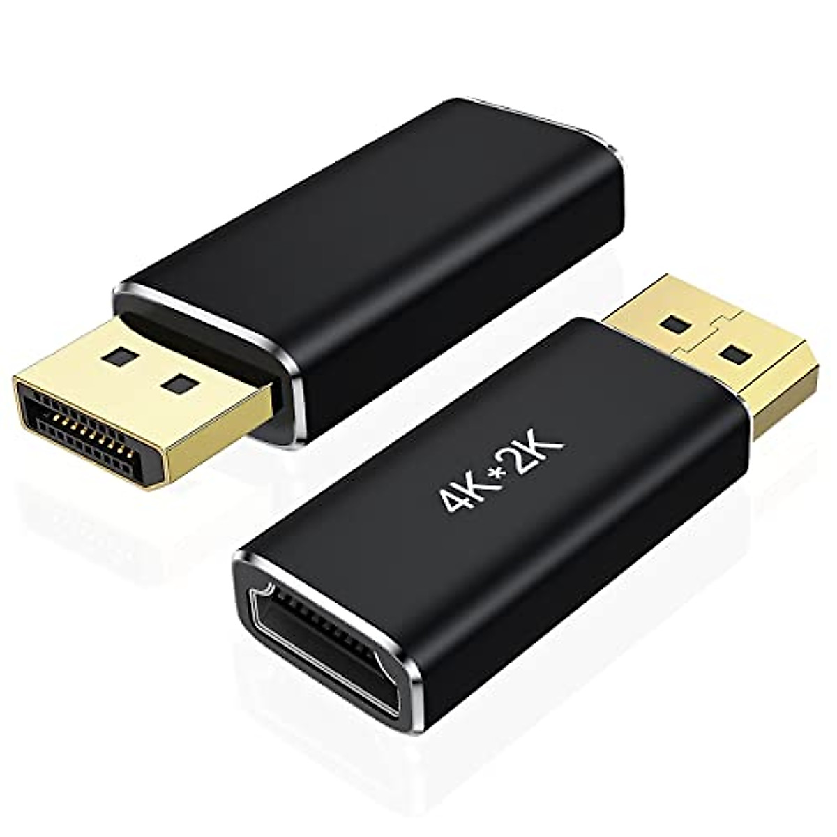 AreMe Displayport to HDMI Adapter (2 Pack), Uni-Directional DP Male to HDMI Female Converter (Aluminum Shell, 4K@30Hz) Compatible for Lenovo, HP, Dell and More-Black
