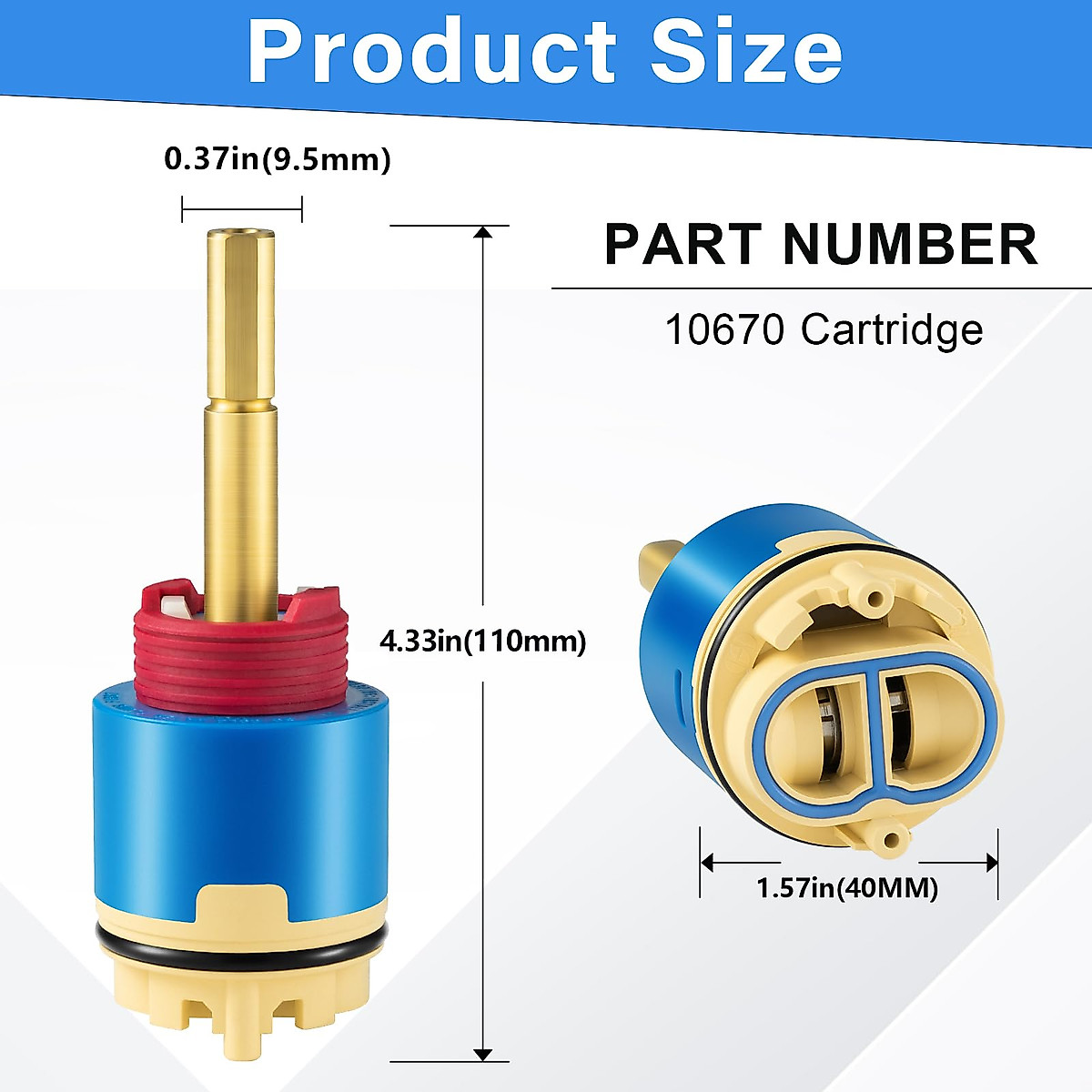 Vayolli 10670 Shower Cartridge, HJ-40 Shower Cartridge Compatible with Aqua source/Glacier Bay Single Handle Shower Faucet for Shower/Tub Faucet Cartridges Replacement