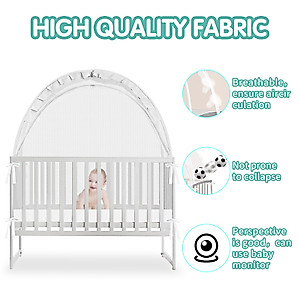 Crib Tent - Crib Net to Keep Baby in, Stop Baby from Climbing Out of Crib, Pop Up Baby Crib Tent with Durable Breathable Net Double Zipper Strong Rods Installation Convenience