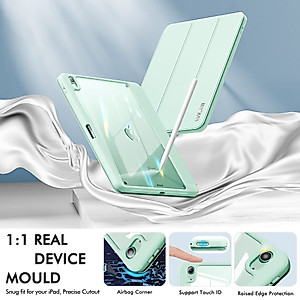INFILAND Compatible with iPad Air 5 10.9 2022/iPad Air 4 10.9 2020, Ultra-Thin Shockproof TPU Case (with Translucent Matte Back) with Smart Auto Wake/Sleep Function, Mint Green