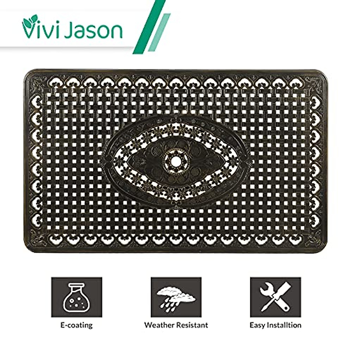 VIVIJASON 7 Pieces Cast Aluminum Outdoor Furniture Dining Set, Include 6 Chairs and a Rectangle Table with 2" Umbrella Hole, Patio Conversation Set for Lawn Garden Porch