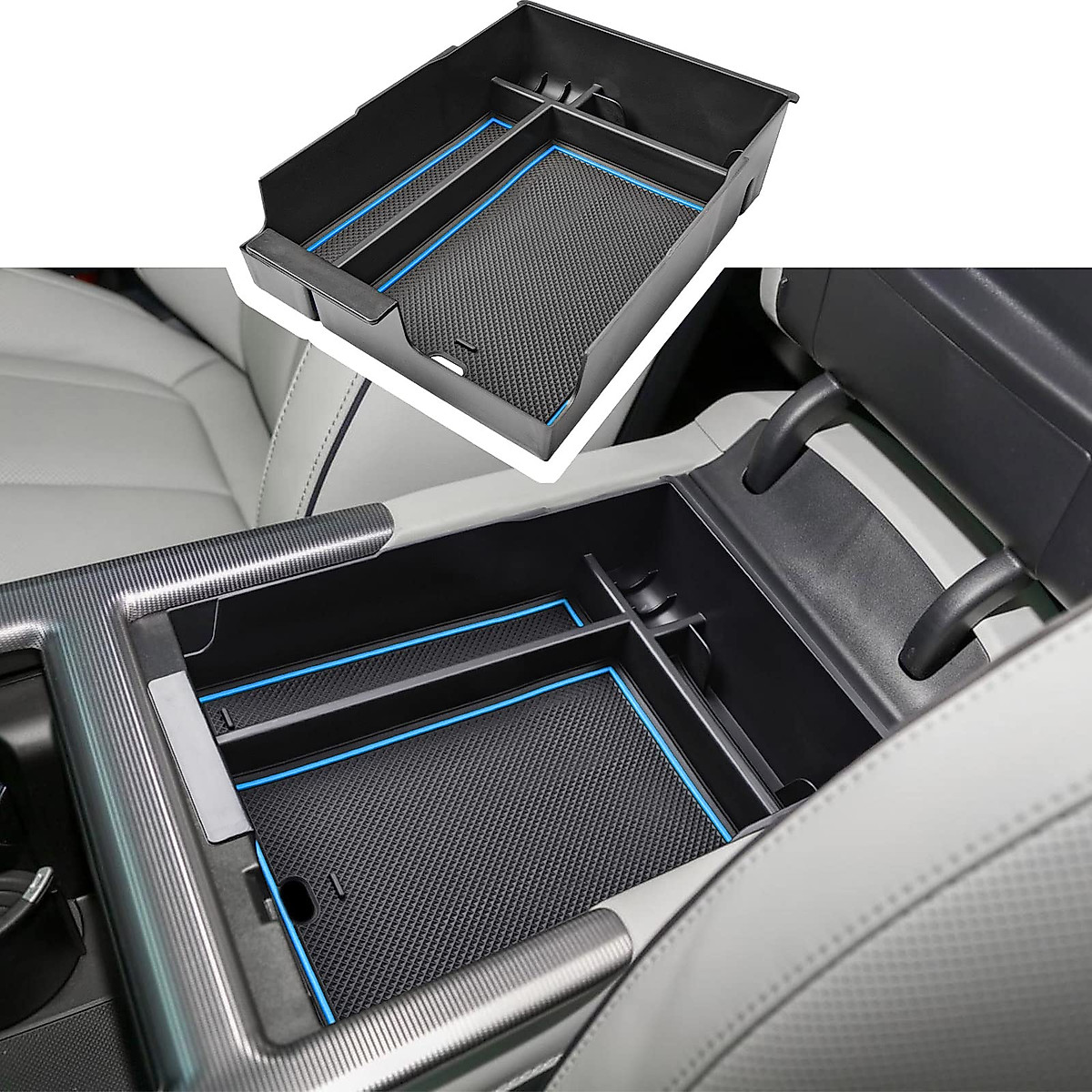 EDBETOS Center Console Organizer Compatible with Hyundai Palisade 2023 2024 Accessories Insert Tray Interior Secondary Armrest Storage Glove Box Divider ABS Material, (Not for 2020-2022), Blue Trim