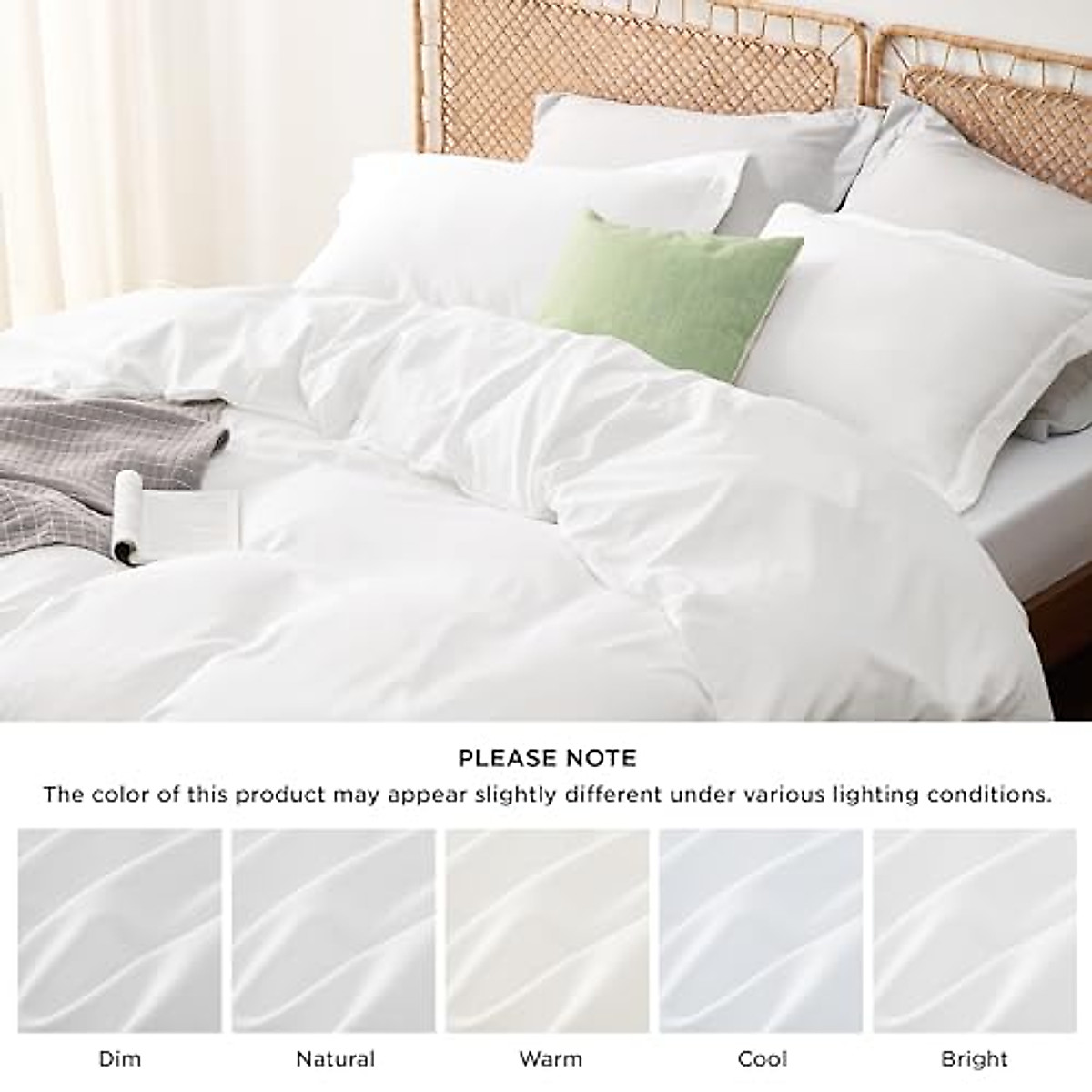Bedsure White Duvet Cover King Size - Polyester & Rayon Derived from Bamboo Cooling Duvet Cover Set (104" x 90"), 3 Pieces with 2 Pillow Shams, Comforter Not Included