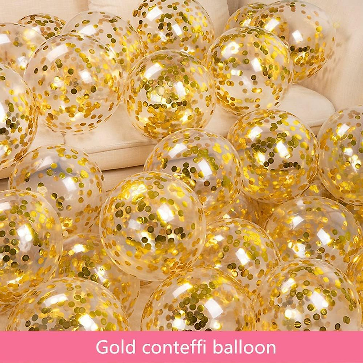 Siticoto 50pcs Ruby Red Gold Confetti Latex Balloons, 12 inch Clear Confetti Balloons and Red Round thick Ruby Double Latex Balloons for Love Bride Wedding Valentine Day Party