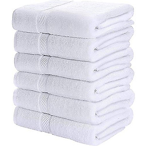 Utopia Towels 6 Pack Small Bath Towel Set, 100% Ring Spun Cotton (22 x 44 Inches) Lightweight and Highly Absorbent Quick Drying Towels, Premium Towels for Hotel, Spa and Bathroom (White)