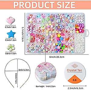 Jwxstore Kids DIY Bead Jewelry Making Kit, Beads for Girls Art and Craft Bracelets Necklace Hairband and Rings Toy for Age 4 5 6 7 8 9 10 11 Year Old Girl Christmas Gifts