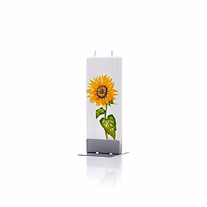 Flatyz Handmade Candle Gift Set with Steel Base - Sunflower Candle Gifts - Unique Candles for Women with Flat Candle Design - Decorative Candles Gift Cute Candle Aesthetic