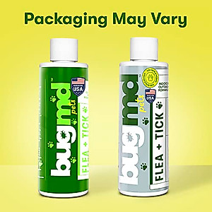 BugMD Flea and Tick Concentrate (3.7 oz)- Essential Oil-Powered Formula, Controls Fleas, Ticks, Mites in Dogs, Cats, and Other Furred Animals, Spray on Pet Beds, Kennels
