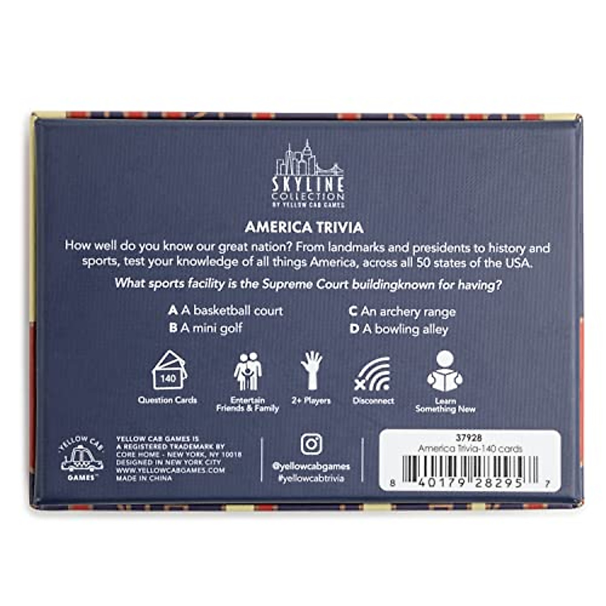 Yellow Cab Games - America Trivia, 140 Question Cards - Game Night Entertainment for Families & Friends, 2+ Players - Test Your Knowledge with Our Unique Skyline Collection Trivia Sets