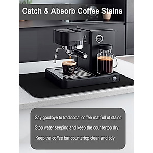 AiBOB Coffee Mat, Hide Stain Absorbent Coffee Bar Mats Fit Under Coffee Maker Espresso Machine, Rubber Backed Dish Drying Mat for Kitchen Countertops