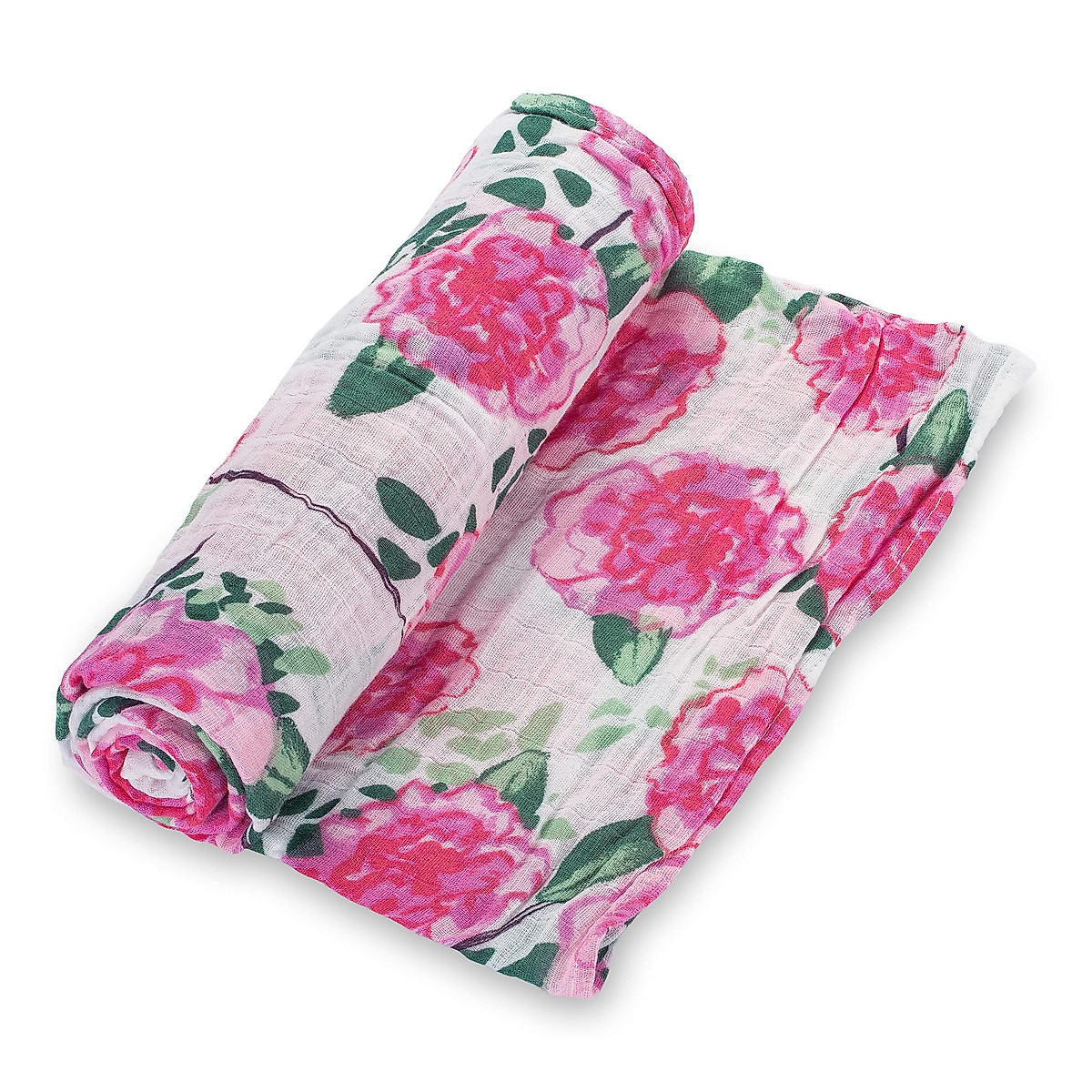 LollyBanks Muslin Swaddle Blanket | 100% Cotton | Newborn and Infant Blanket | Large 47 x 47 inches for Girls | Light Weight and Breathable | Peony Flower Print