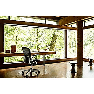 Herman Miller Aeron Tilt Limiter Task Chair, Adjustable Vinyl Arms, Graphite Frame / Carbon Classic Pellicle, Size B (Medium)