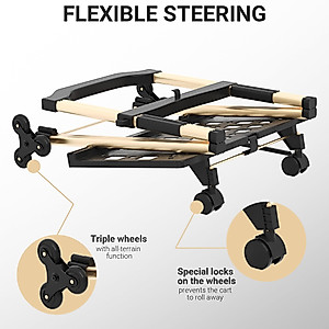 Folding Hand Truck, 200 lbs Durable Luggage cart with All-Terrain Triple Wheels, Multifunctional and Compact Dolly cart with Wheels for Shopping, Moving and Traveling, Gold