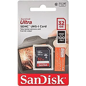 32GB Ultra 100MBs Sandisk SDHC Memory Card
