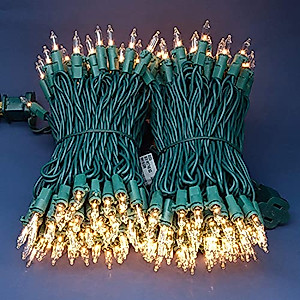 SWEET SHINE Clear Christmas Lights, 200 Lights 66 ft Green Wire, Pack of 2 Strands 100 Count UL Listed Holiday String Light (Clear - Green Wire)