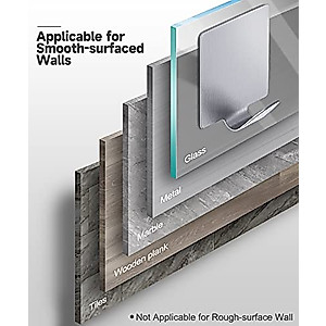 YOGEERNIC 8 PCS Adhesive Towel Hooks, No Drilling Wall Mount Hooks, Heavy Duty Stainless Steel Hooks for Bathroom Bedroom Kitchen Hotel(Silvery)