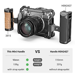 SMALLRIG Wooden Mini NATO Handle Side Handgrip for Mirrorless Digital Camera DSLR Camera Small Camera Cage with Cold Shoe Mount Built-in Wrench, Up and Down Adjustable - 2915