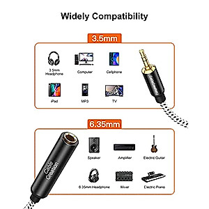 CableCreation 3.5mm to 6.35mm Headphone Adapter 1FT, TRS 6.35 (1/4 inch) Female to 3.5 (1/8 inch) Male Adapter Cable for Amplifier, Guitar, Headphone, Home Theater Devices, Laptop, Phone