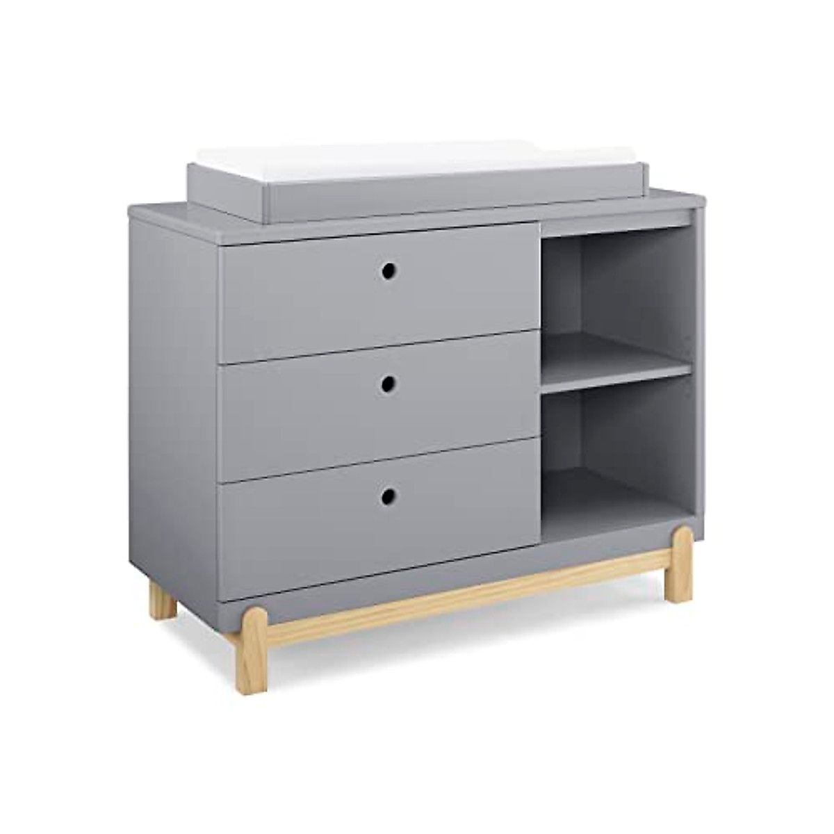 Delta Children Poppy Crib 7-Piece Baby Nursery Furniture Set–Includes: Convertible Crib, Glider, Dresser, Changing Top, Crib Mattress, Sheets, & Changing Pad, Grey w/Natural