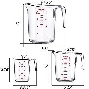 Amazing Abby - Melissa - Unbreakable Plastic Measuring Cups (3-Piece Set), Food-Grade Measuring Jugs, 1/2/4-Cup Capacity, Stackable and Dishwasher-Safe, Great for Oil, Vinegar, Flour, More
