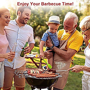 Kabob Skewers 16.8”Long Stainless Steel BBQ Barbecue Skewer Flat Metal Shish Kebob Sticks Reusable Grilling Skewers Set for Meat Shrimp Chicken Vegetable 12 Pack With Bonus a Basting Brush