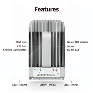 EPEVER Tracer 2215BN 20A MPPT Controller 12V/24V Auto,Max 150V, 260W/520W Input with LCD Display for Sealed, Gel, Flooded Lead-Acid Battery