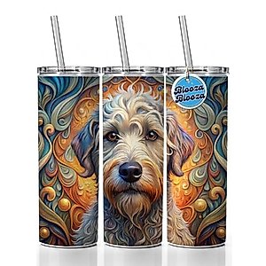 Schnoodle Dog Art Nouveau Skinny Tumbler 20oz with Straw Insulated Water Bottle Gift