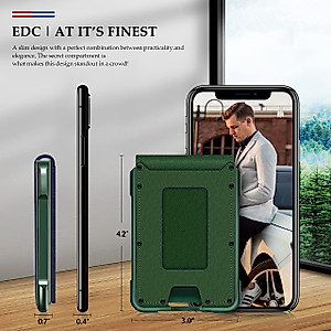 MURADIN Mens Wallet Tactical Bifold Wallets for Men Metal RFID Blocking Aluminum Money Cards Holder Gifts for Men (Saffiano Green)